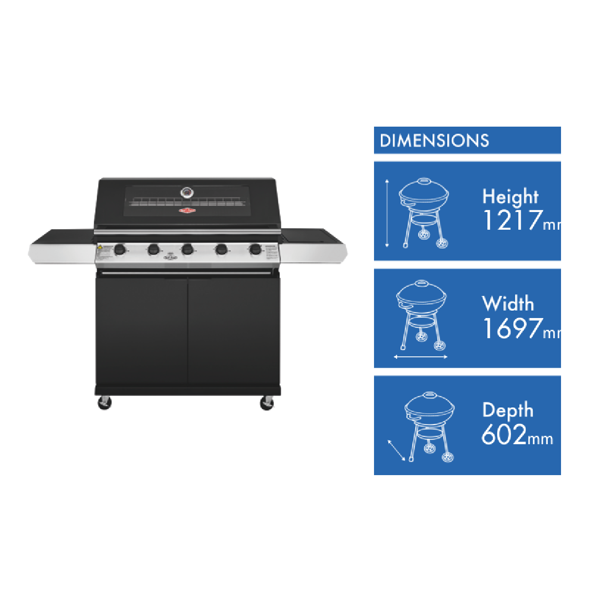 BeefEater 1200 Series 5 Burner BBQ & Trolley BMG1251BB - The Good Guys ...